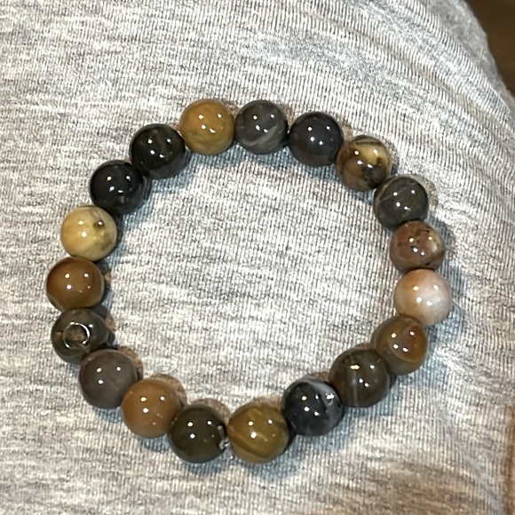 Jewelry | 1 Mm Jasper Natural Stone 7 Inch Bracelet Handmade Stretch ...